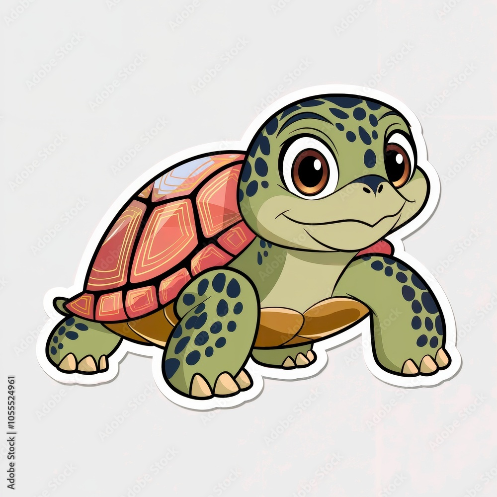 Cute cartoon turtles with vibrant shells and friendly expressions, set ...
