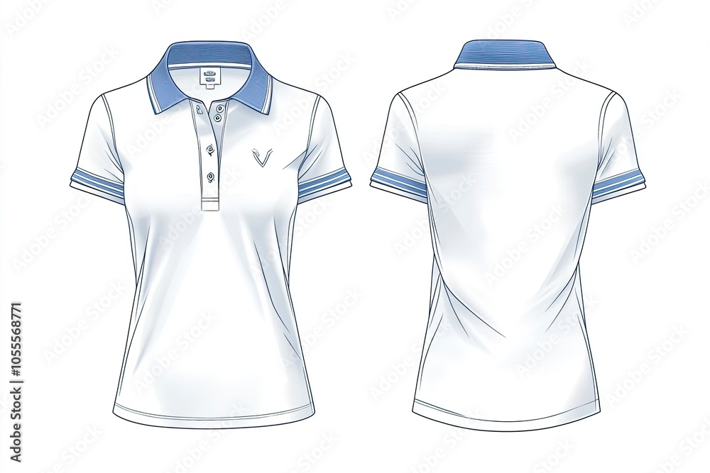 Short Sleeve polo shirt Technical drawing Fashion flat sketch front and ...