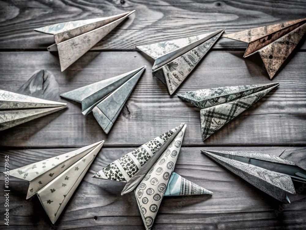 Vintage Style Paper Plane Doodles Collection for Creative Projects and ...
