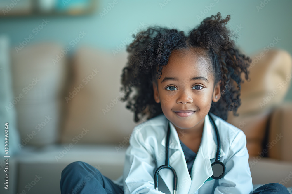 Young girl in doctor costume imagining her future career. Generative AI ...