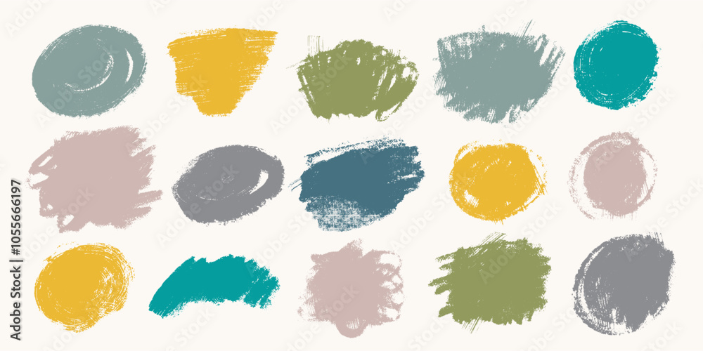 Colored charcoal bold smears, wide brush stroke shapes set. Hand drawn ...