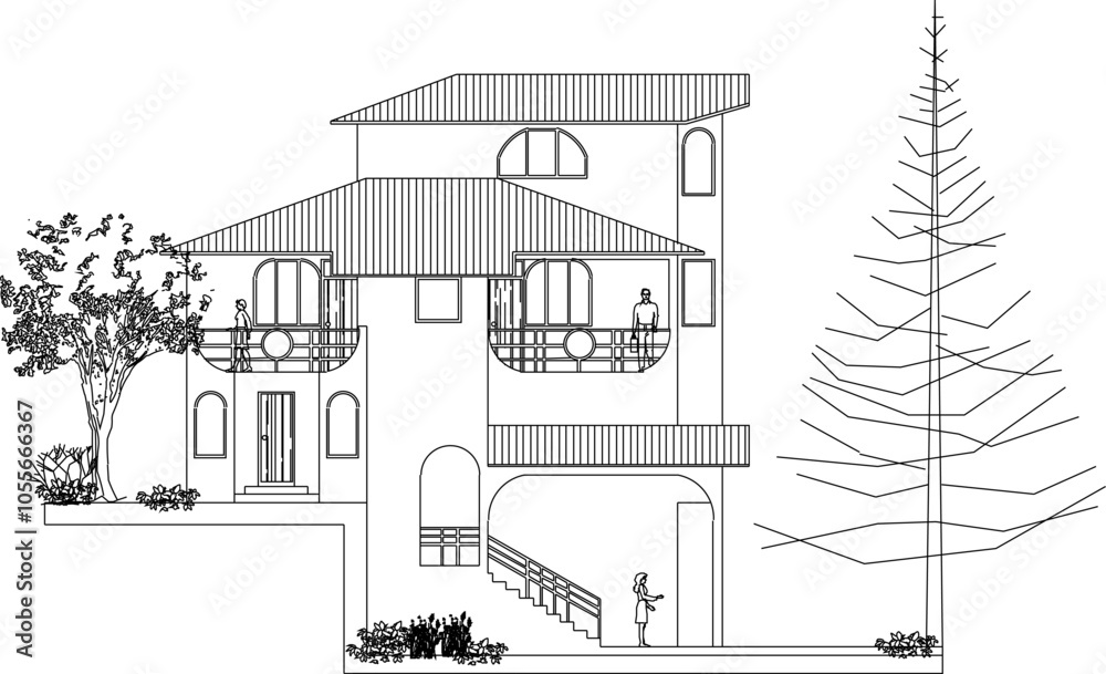 Vector sketch illustration silhouette design engineering drawing ...