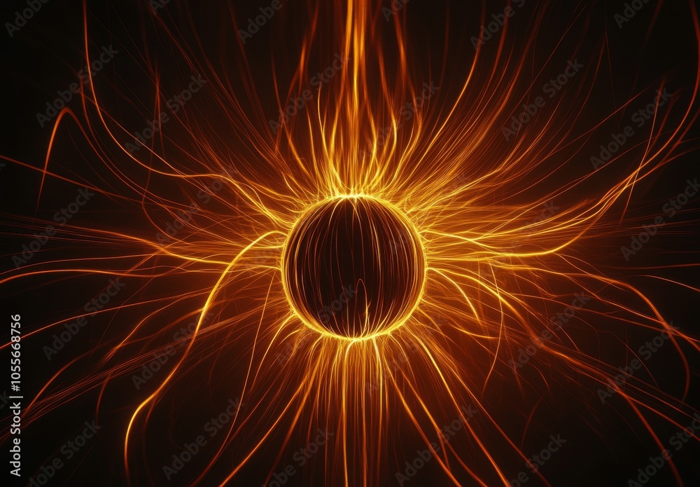An Abstract Visualization of a Magnetic Field with Glowing Lines and ...