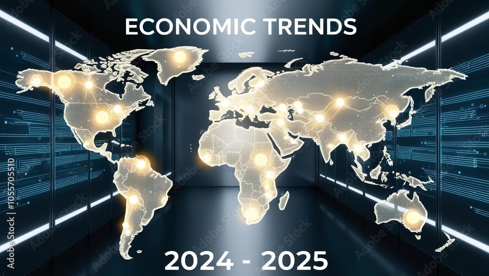 Visual representation of global economic trends for 2024-2025, highlighting key areas of growth ...