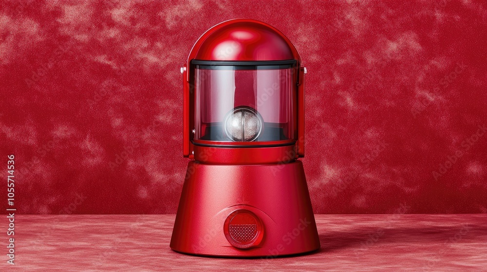 Red rotating beacon isolated, intense flash reflecting off polished ...