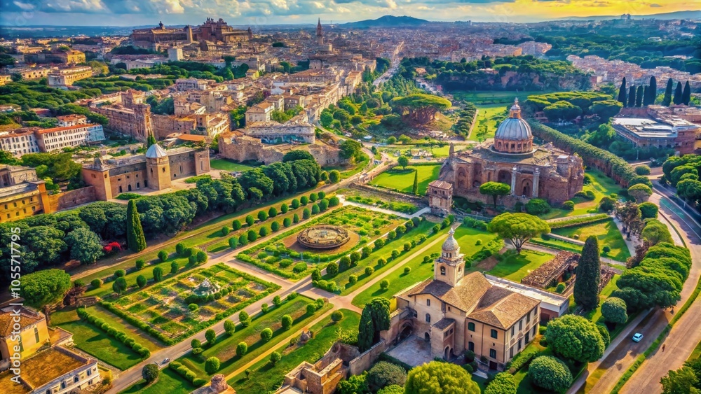 Aerial View of Ancient Rome: Minimalist Palaces, Temples, Gardens ...