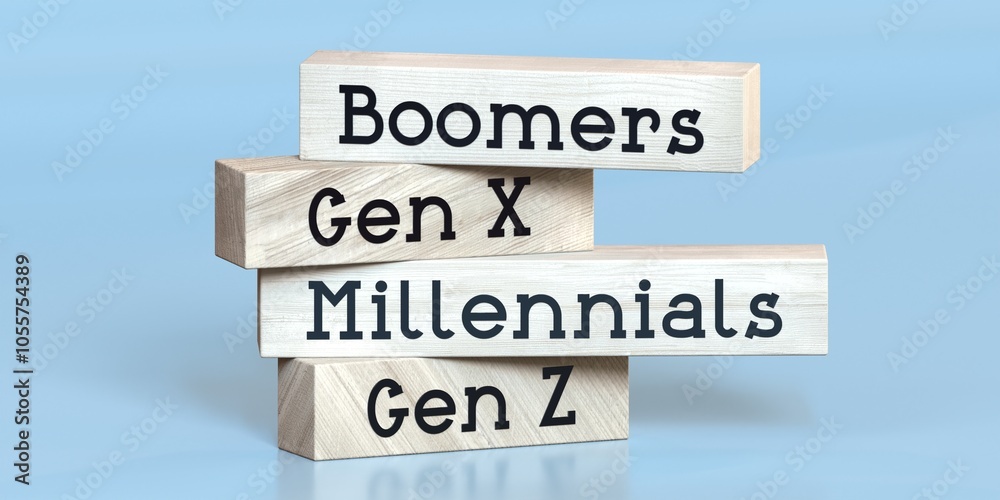 Boomers, Gen x, Millennials, Gen Z - words on wooden blocks - 3D ...
