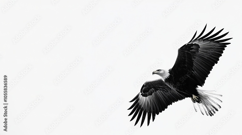 Bald eagle flying on isolated white Stock Illustration | Adobe Stock