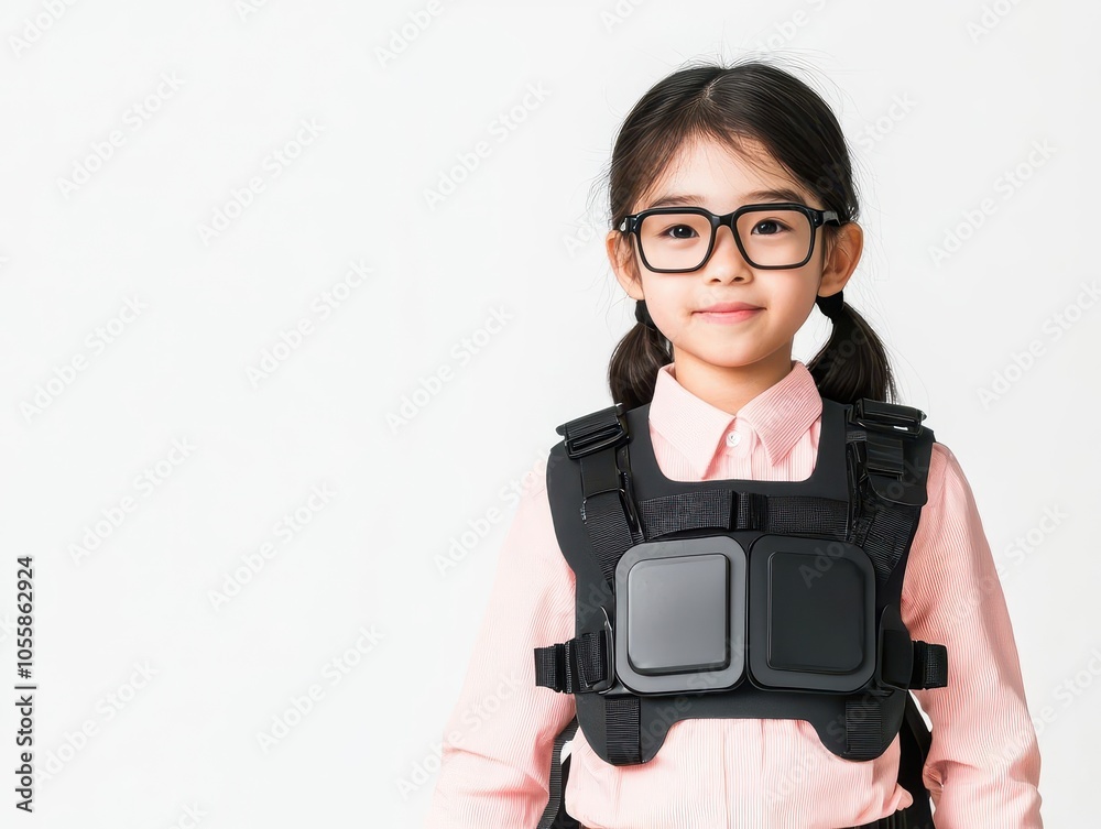 Child wearing flexible exoskeleton, achieving mobility, pediatric ...