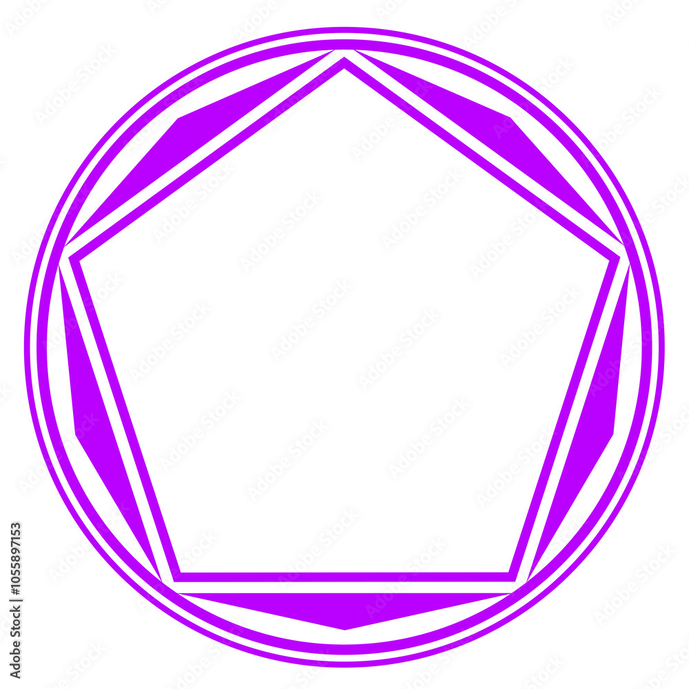 purple line pentagon frame in circle frame Stock Illustration | Adobe Stock