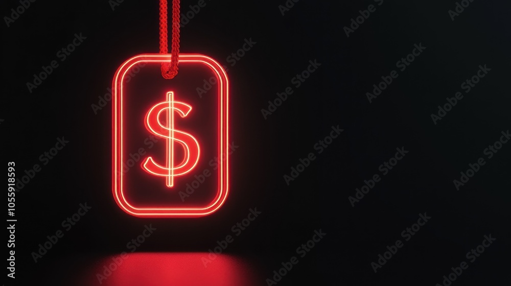 A vibrant neon price tag icon featuring a dollar symbol stands out ...