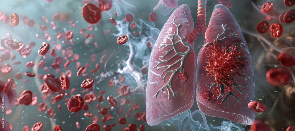 Detailed Medical Diagram of Pulmonary Embolism with Thrombus in Lung ...