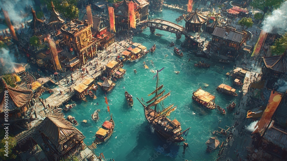 A detailed DnD battlemap depicting a villa in the Floating Flotilla ...