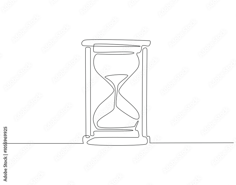 Continuous one line drawing of hourglass. One line drawing illustration ...