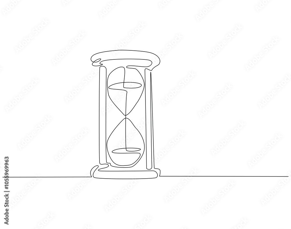 Continuous one line drawing of hourglass. One line drawing illustration ...