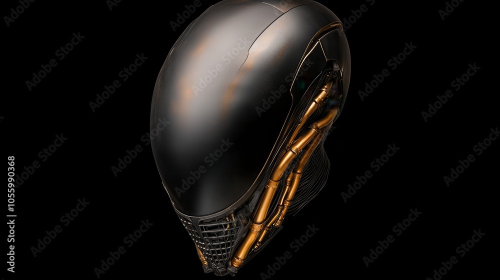 This cyber mask features a sleek, aerodynamic design with bronze tubing ...