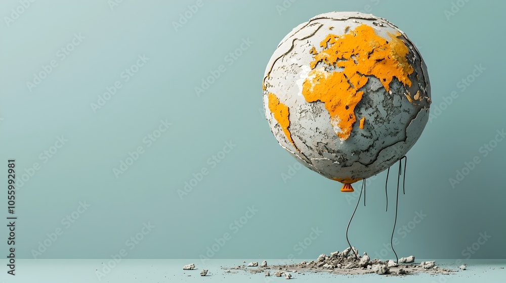 A symbolic representation of the Earth depicted as a slowly deflating ...