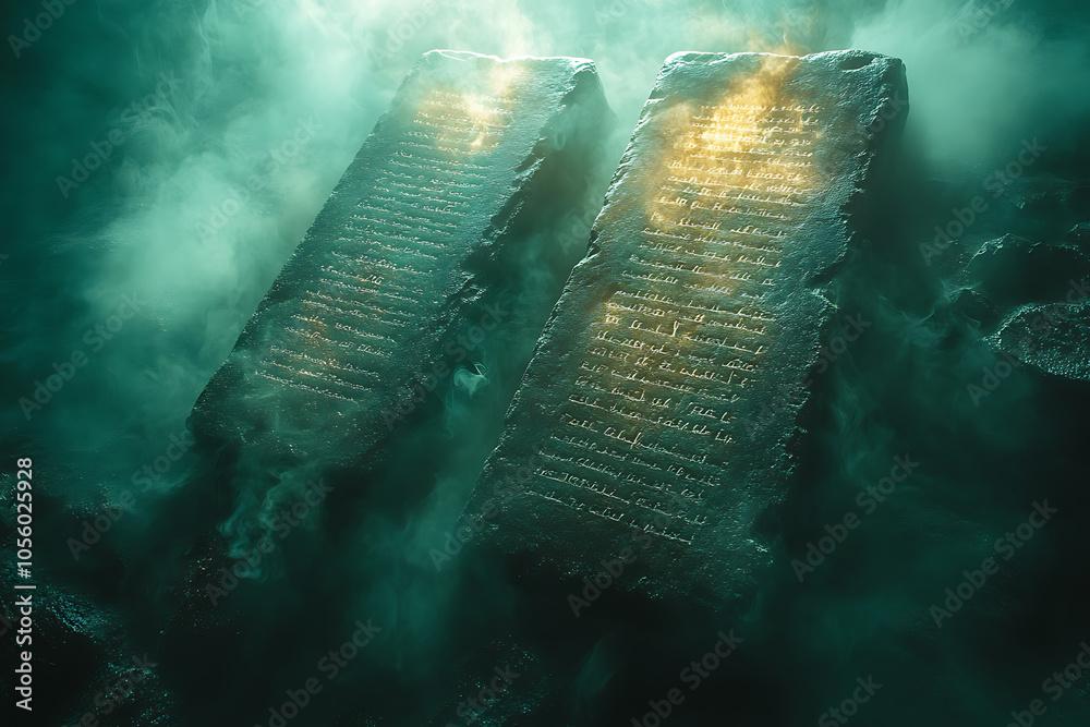 stone tablets with commandments. According to the Bible, these ...