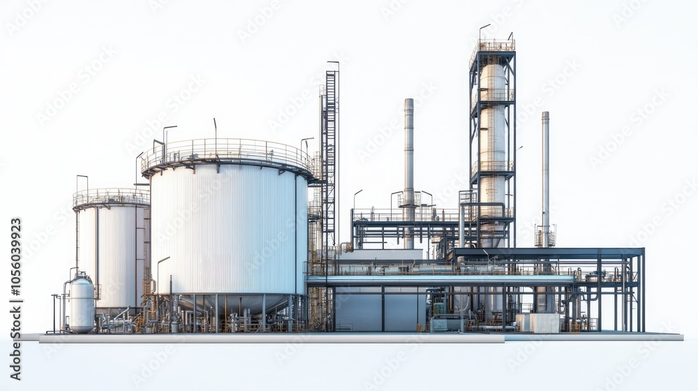 Minimalistic illustration of an oil refinery setup with simplified ...