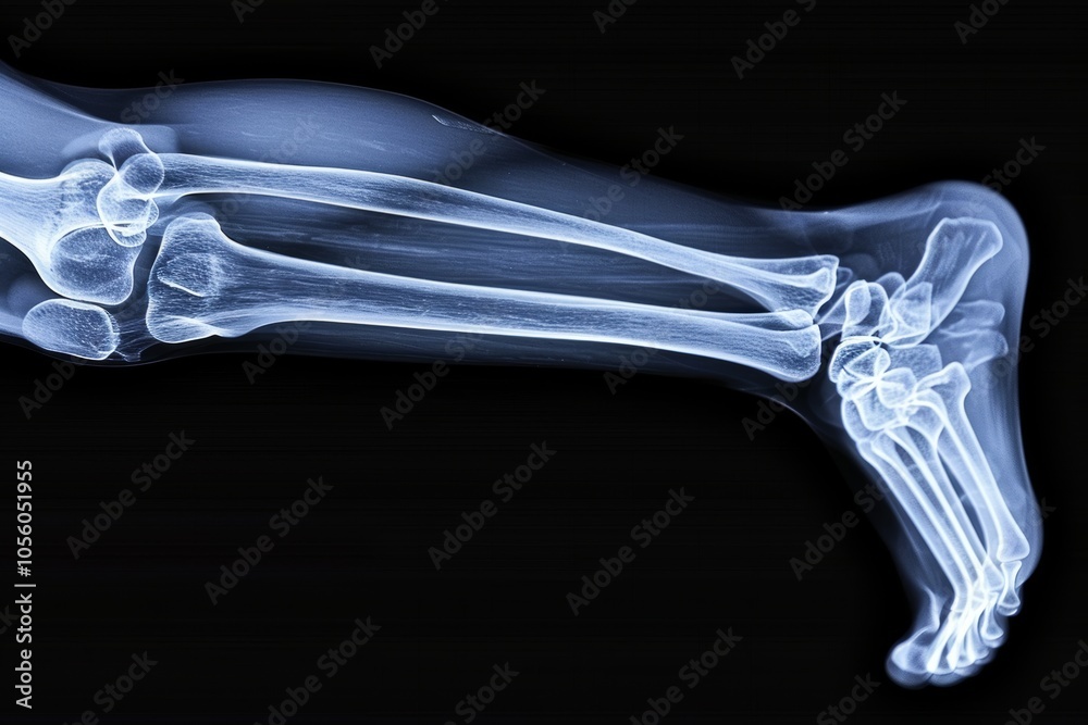 X-ray of Human Leg and Foot Bones, Showing Tibia, Fibula, Tarsals ...