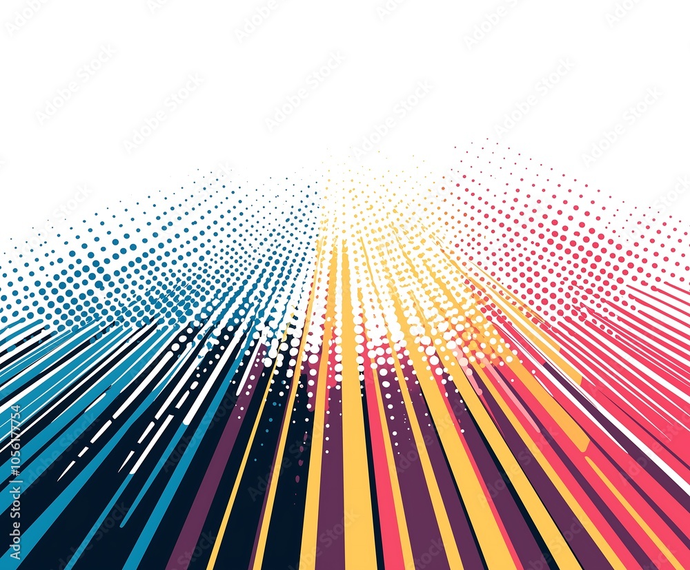 Dynamic abstract pop art with vibrant radial patterns and bold color ...