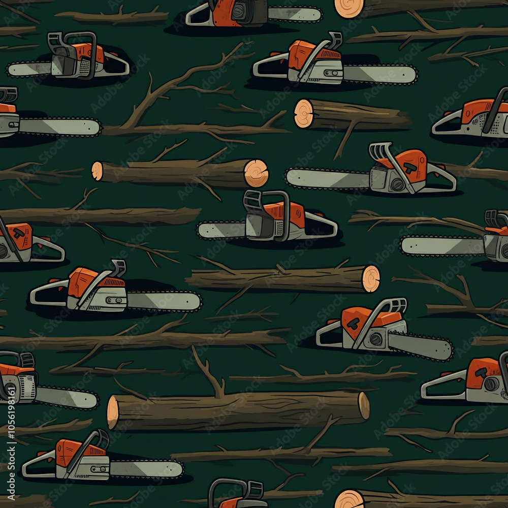 Trees turned to sawdust chainsaw seamless pattern cut down tree ...