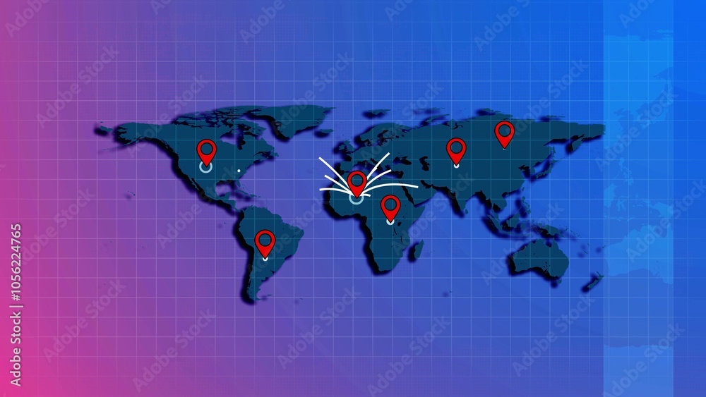 World map with location point. Showing location icon on earth map ...