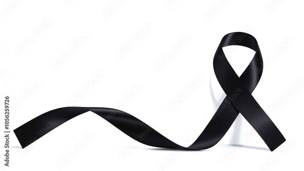 Black Awareness Ribbon for mourning, melanoma, skin cancer, anti ...