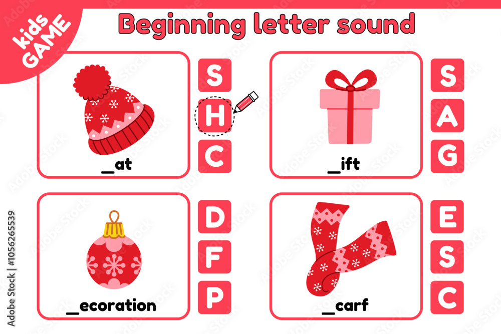 Christmas kids activities page. Cards matching educational game of ...