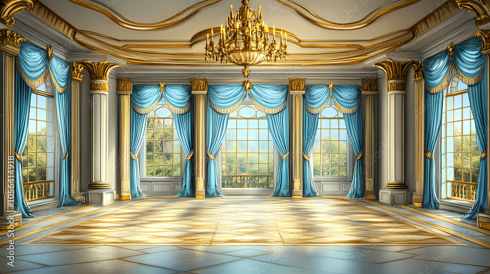 Ilustración de Stock The cartoon illustration shows a palace room, a ...