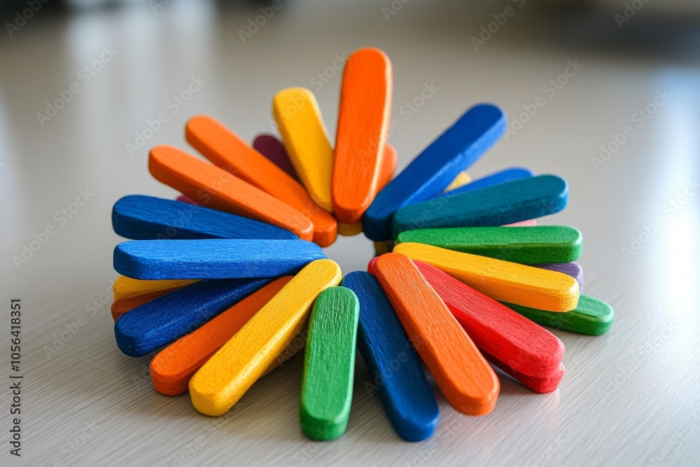 a 2D cartoon illustration of a popsicle stick craft project for kids ...