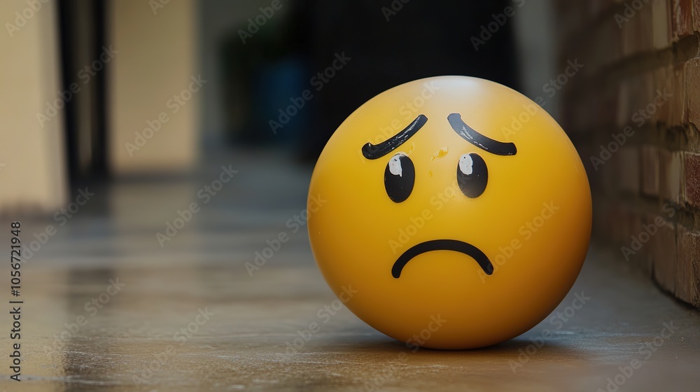 A simple yet expressive sad emoji featuring a frowning face, downturned ...