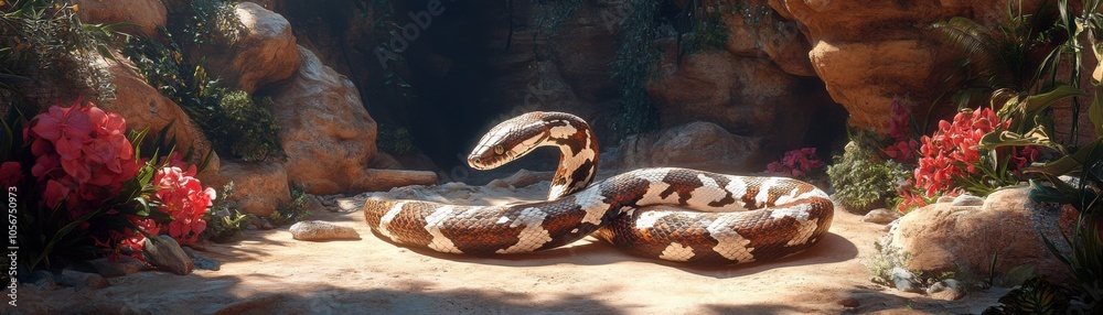 Camouflaged Snake in an Exotic Setting A Hidden Serpent Blends ...