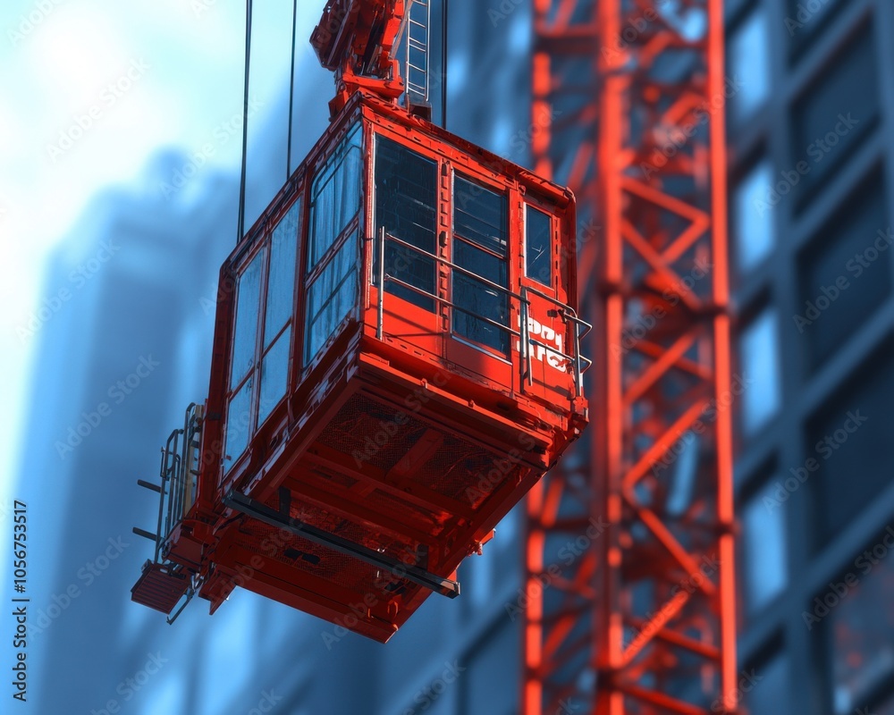 Construction Crane Cabin Close Up, Tower Crane, Skyscraper Building ...