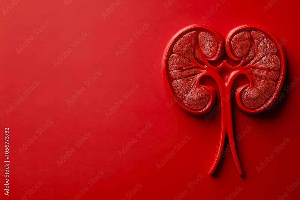 World Kidney Day. Red human kidneys on a red background. National Organ ...