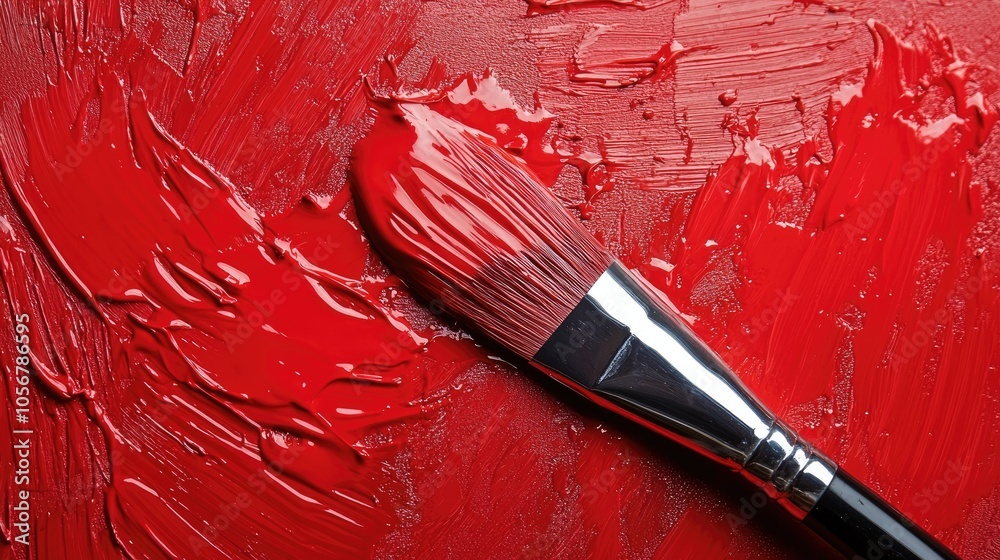 Vivid red paint puddle and brush created to engage and inspire young ...