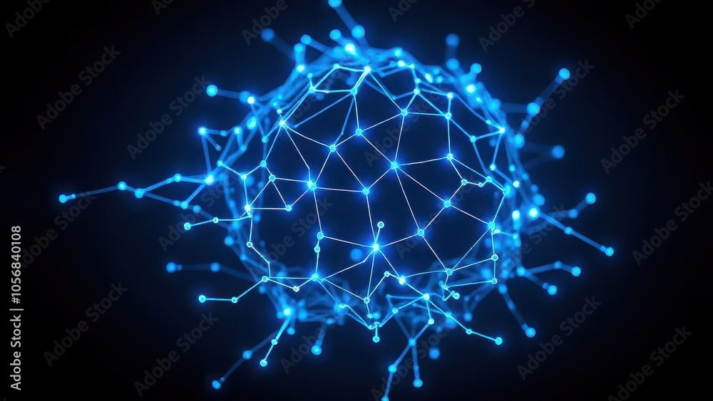 Abstract and technical visualization of natural language processing systems featuring data flows ...