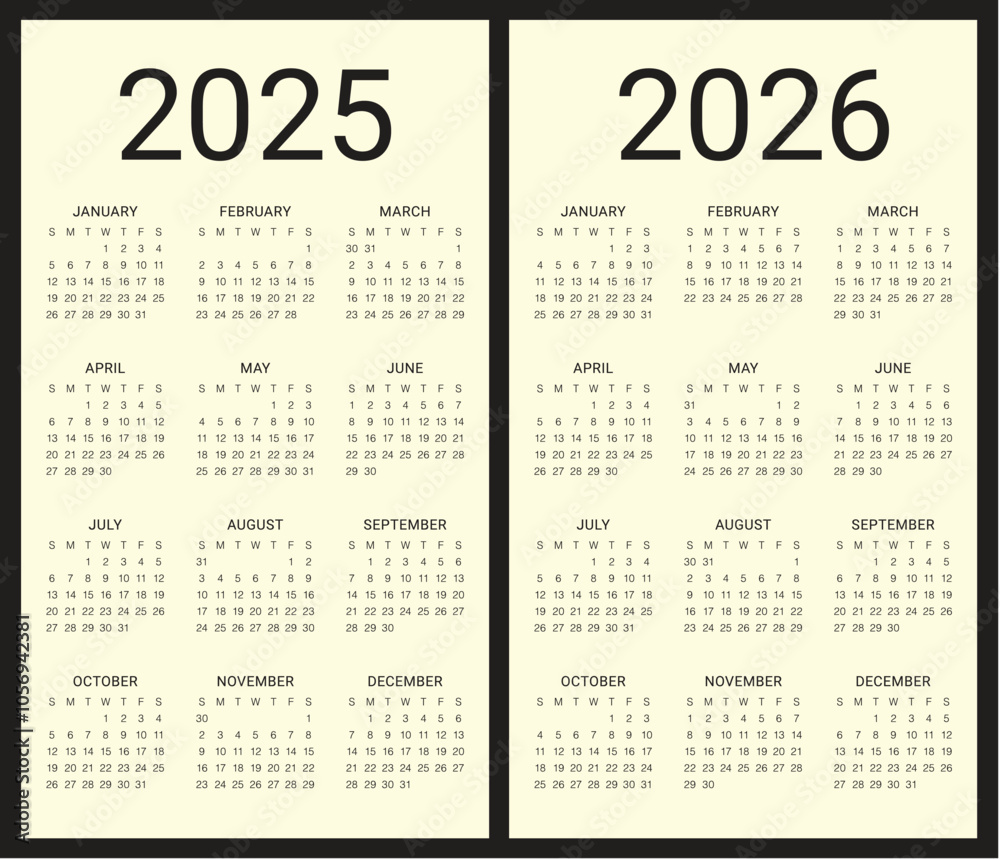 2025 2026 year calendar vector design template Stock Vector | Adobe Stock