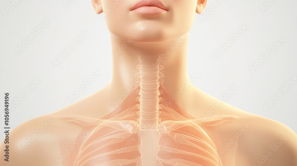 Detailed anatomical model showcasing the human respiratory system and ...