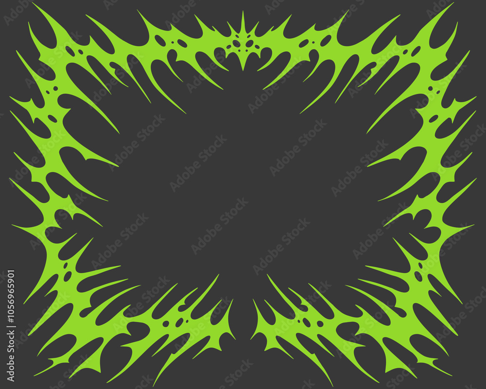 Cyber sigilism tribal frame border poster green clip art illustration ...