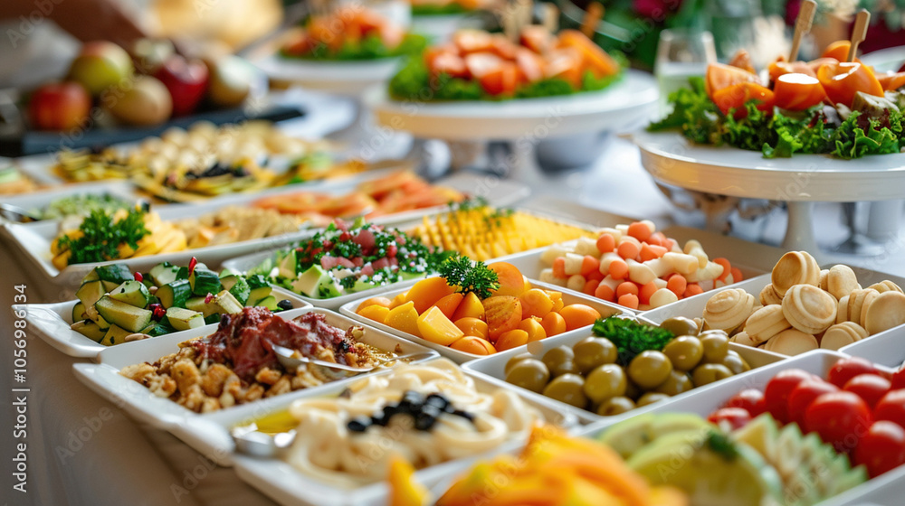 Arranged plate of healthy snacks on a table on business meeting in the ...