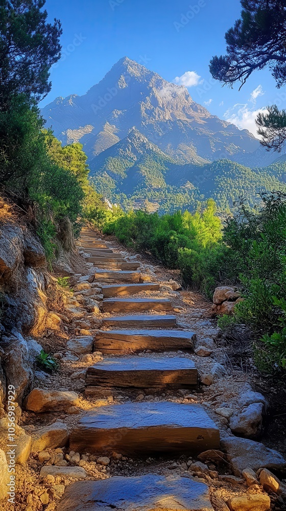 pathway leading to a mountain peak symbolizes the journey towards ...