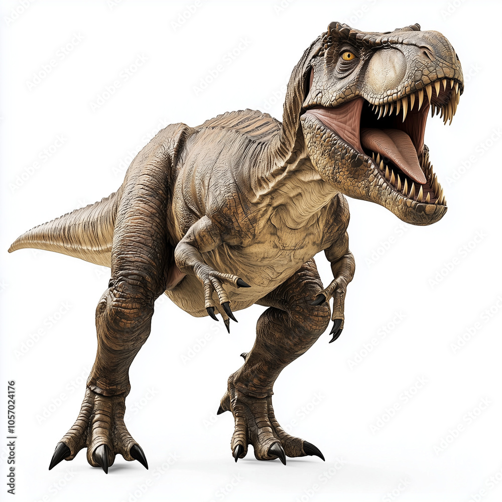 Dinosaur: Tyrannosaurus rex with powerful jaws open, ferocious might of the t-rex Stock ...
