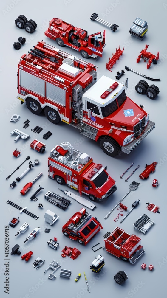 Craft captivating 3D illustrations of emergency vehicles and equipment ...