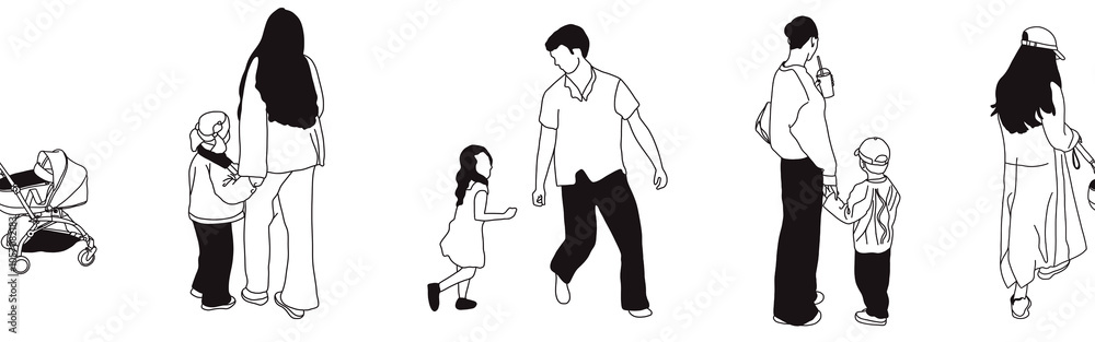 Hand-drawn doodle family border. Outline family clipart. Hand-drawn ...
