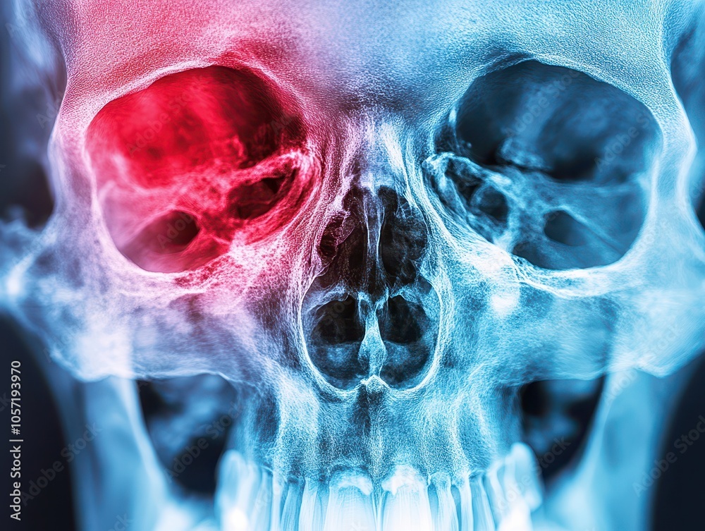 X-ray of a child's skull with purulent sinusitis, showcasing sinus ...