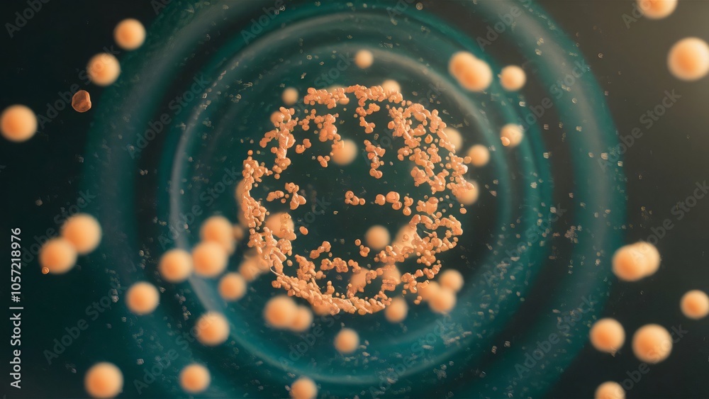 Visualization of subatomic particles rotating around the atomic nucleus ...