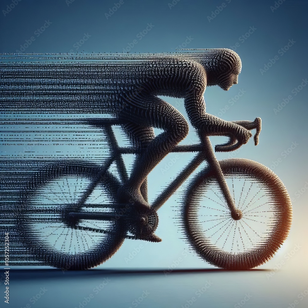 Slow Shutter Speed ASCII A trailing bike formed from text charac Stock ...