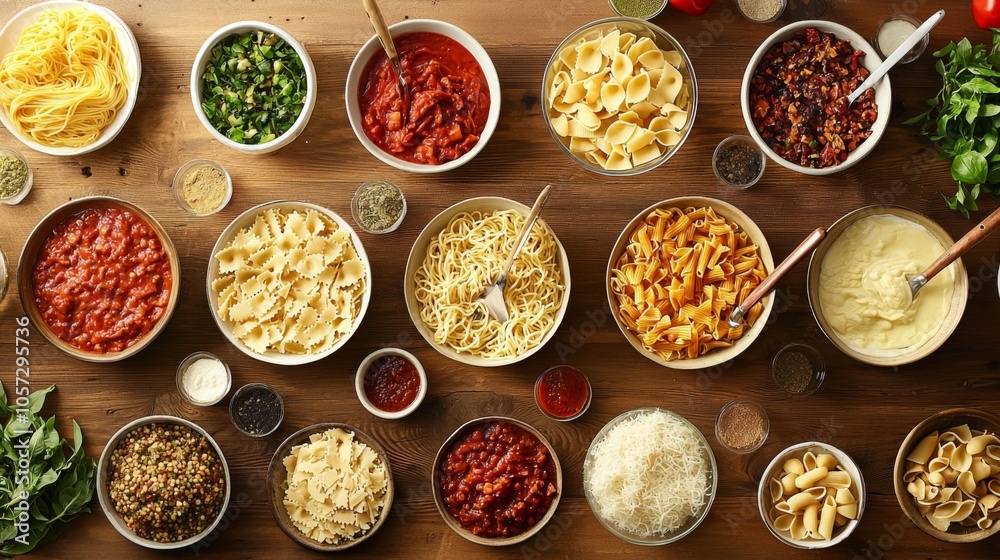 Pasta Bar with Sauces and Toppings : Create-your-own pasta station with ...
