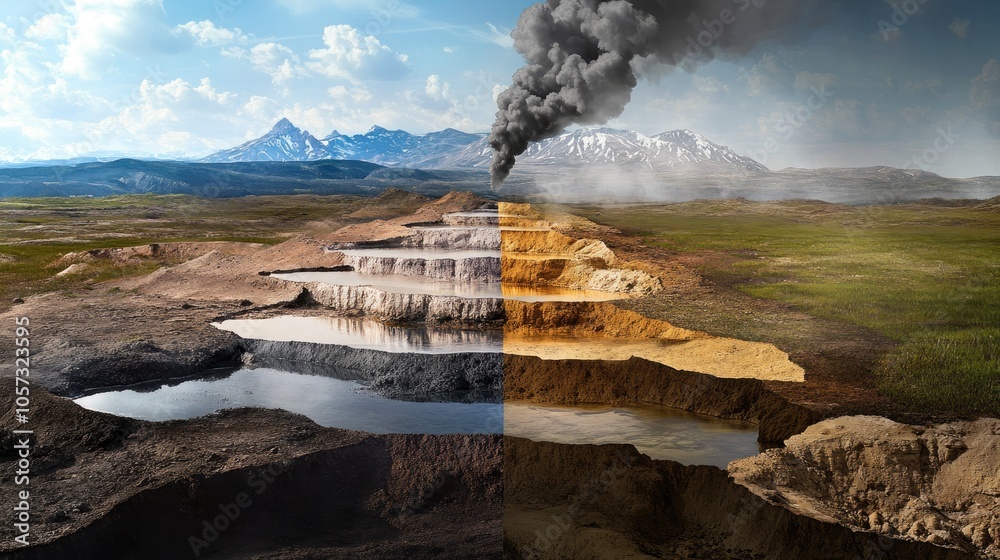 A collection of images displaying various geothermal systems including ...
